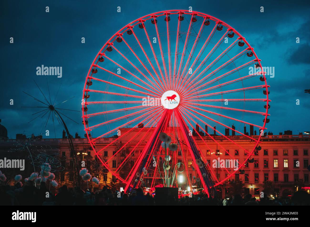 Big wheel in Lyon during Light Festival 2017, France Stock Photo - Alamy