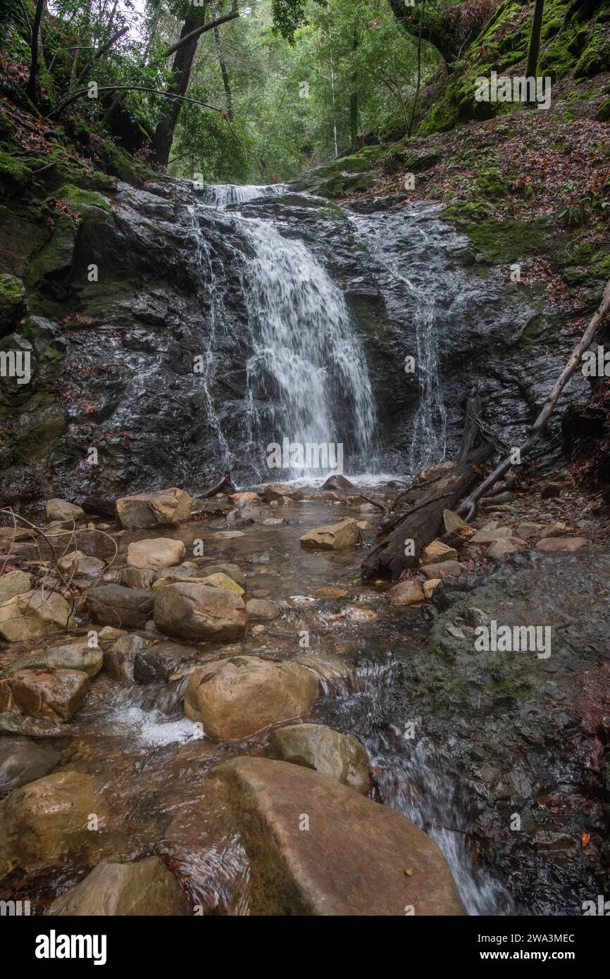 A small waterfall in the Santa Cruz mountains in the San Francisco Bay ...