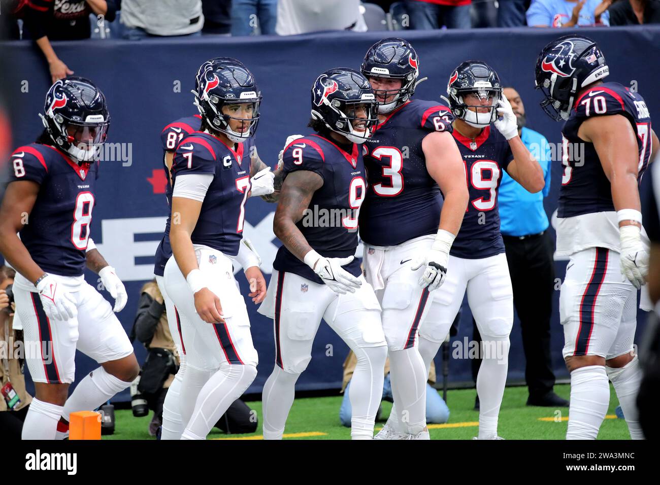 Houston, Texas, USA. 31st Dec, 2023. Houston Texans offensive players ...