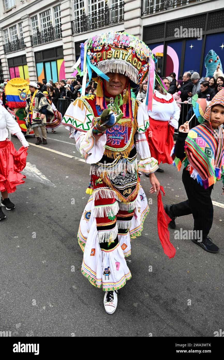 London, UK. 1st Jan, 2024. London's annual New Year parade featuring hundreds of float in ...