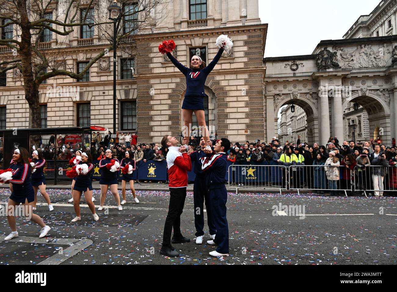 London, UK. 1st Jan, 2024. London's annual New Year parade featuring hundreds of float in ...