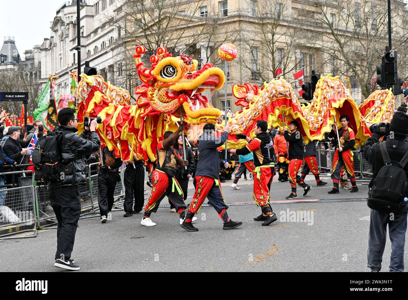 London, UK. 1st Jan, 2024. London's annual New Year parade featuring hundreds of float in ...
