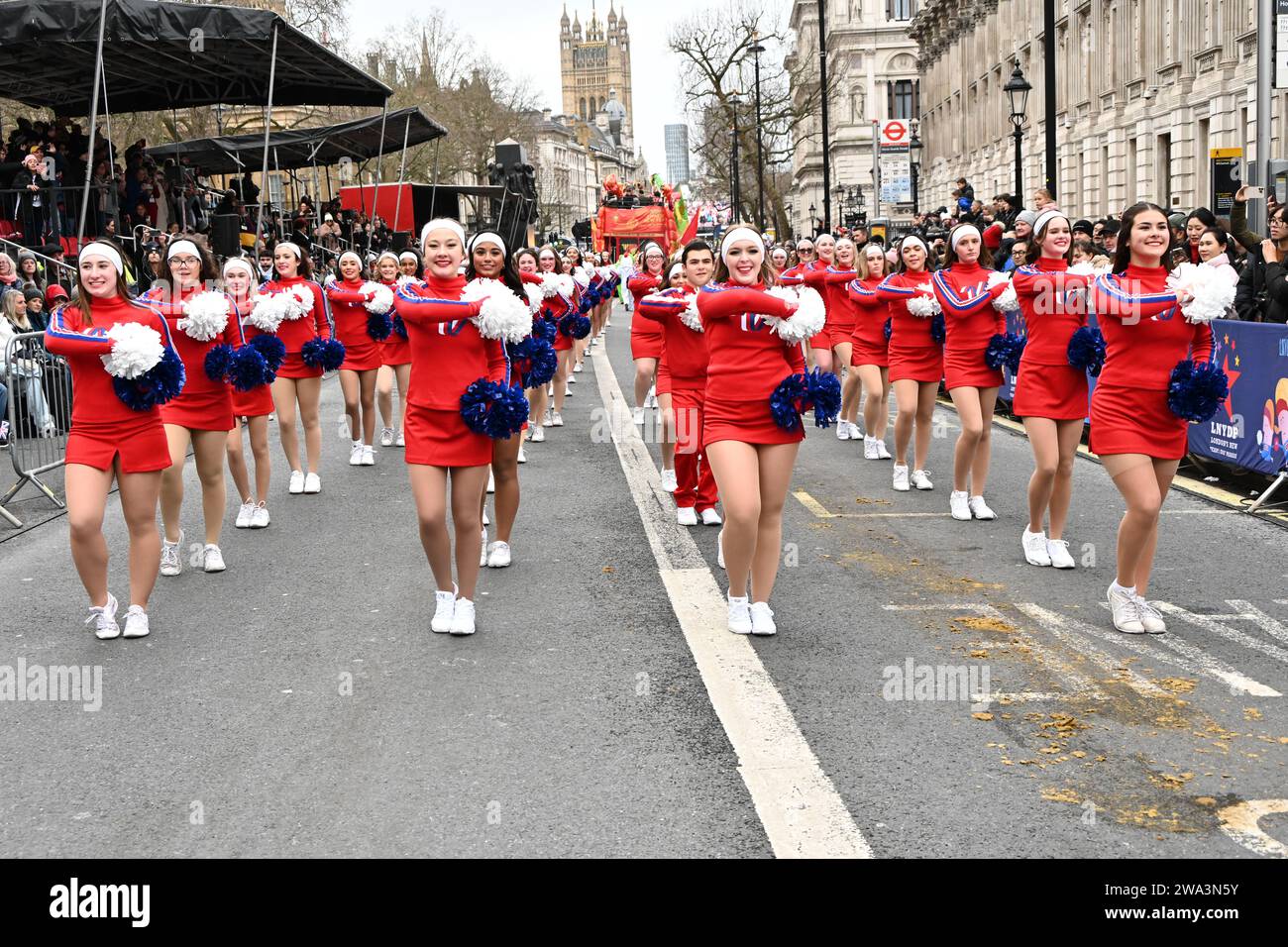 London, UK. 1st Jan, 2024. London's annual New Year parade featuring hundreds of float in ...