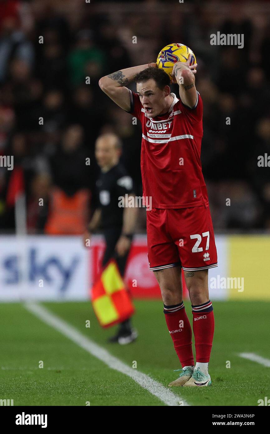 Middlesbrough on Monday 1st January 2024. Middlesbrough's Lukas Engel ...