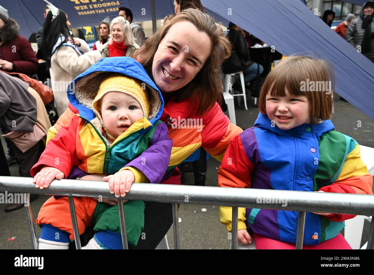 London, UK. 1st Jan, 2024. London's annual New Year parade featuring hundreds of float in ...