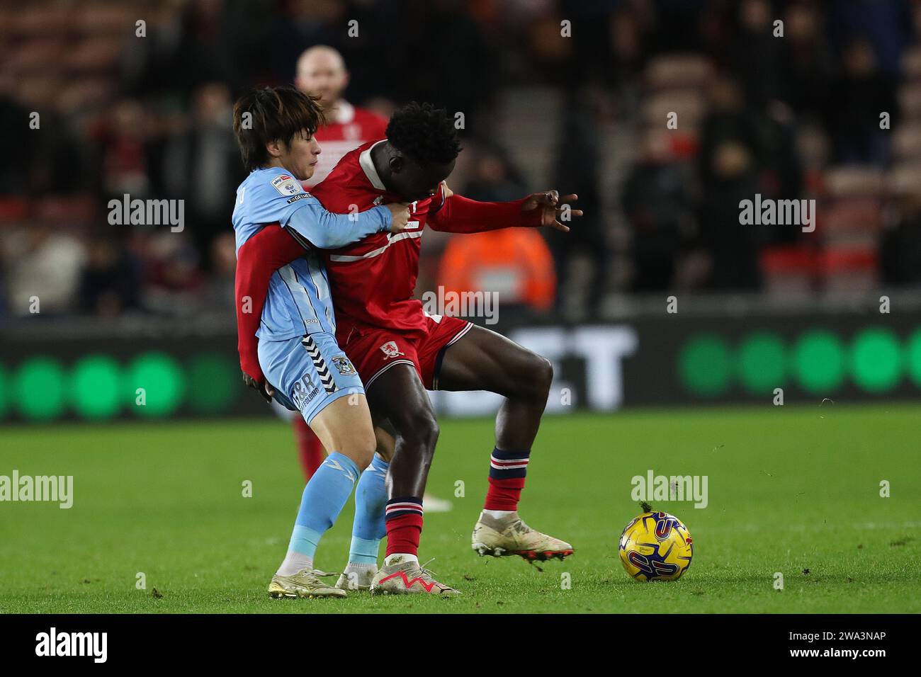 Middlesbrough's Alex Bangura battles with Coventry City's Tatsuhiro ...