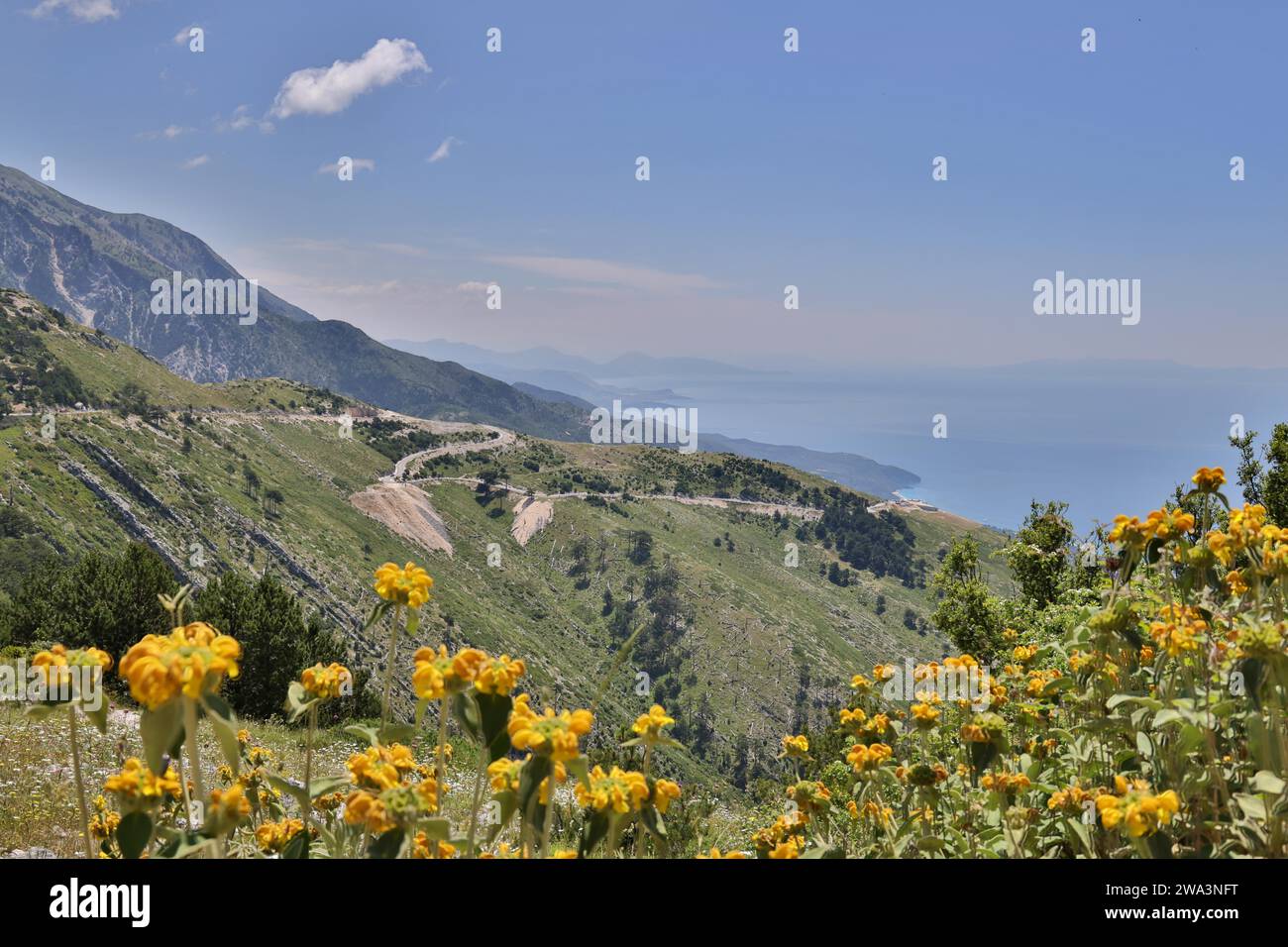 Llogara Pass Road and Ionian Sea, Llogara, Albania, Europe Stock Photo ...