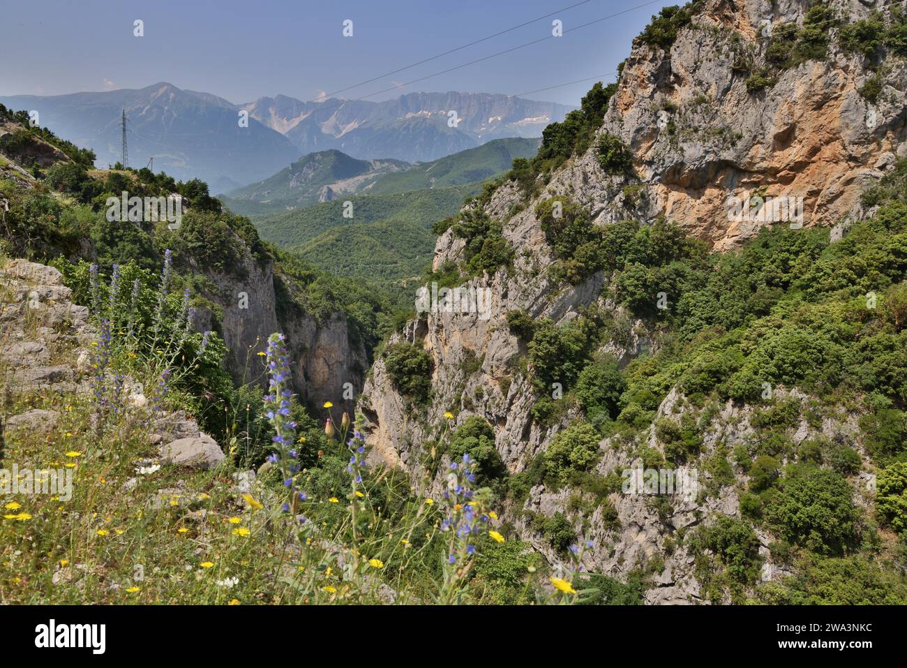 View of the deep gorge of the Carcova river and the Nemercka massif ...