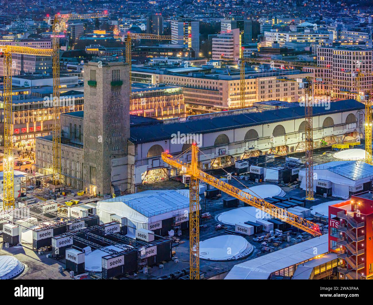 Central station, Stuttgart 21 construction site, Bonatz building and ...