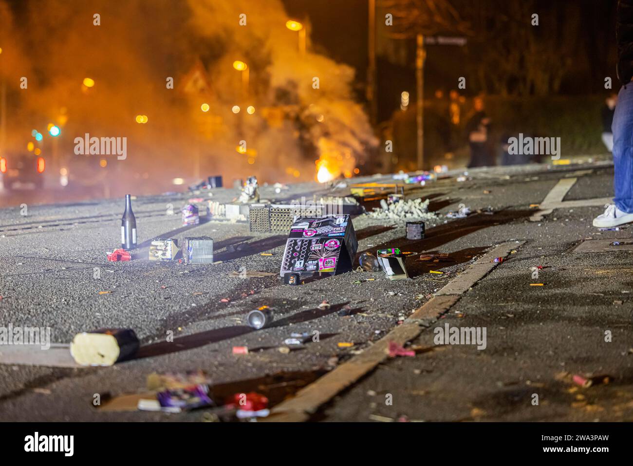 Stuttgart welcomes the New Year 2024, rubbish littering the streets ...