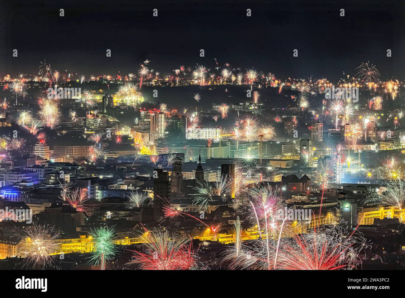 Stuttgart welcomes the New Year 2024 with fireworks over the city ...