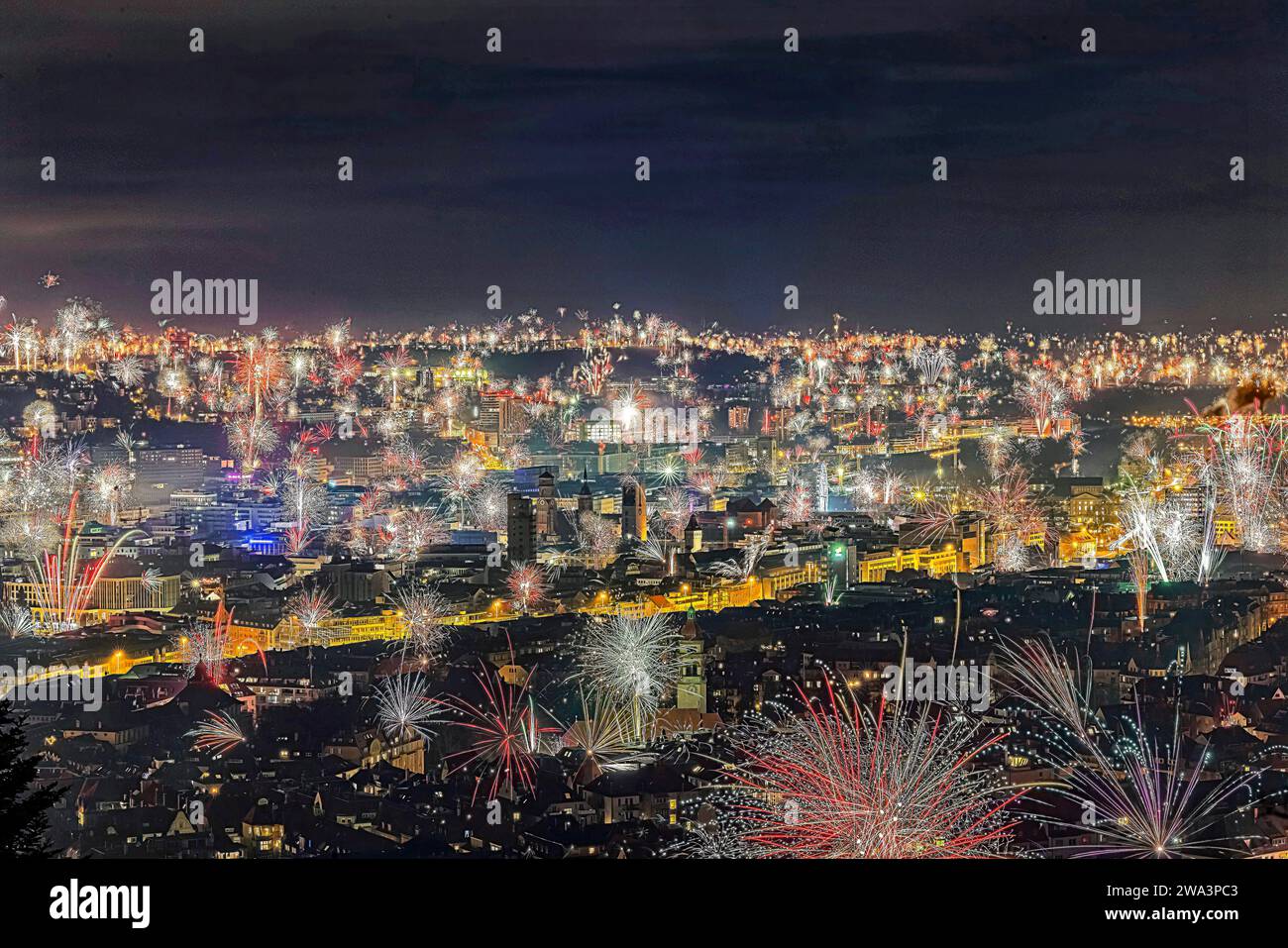Stuttgart welcomes the New Year 2024 with fireworks over the city ...
