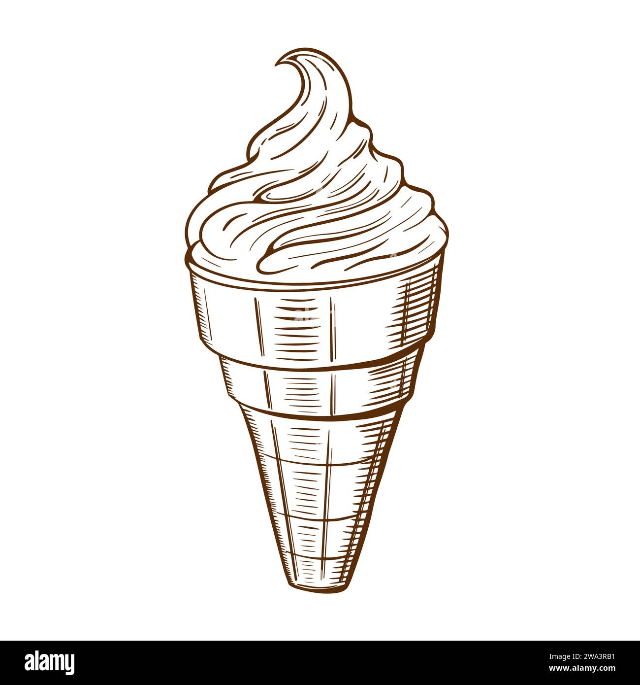 Sketch Drawing of an Ice Cream horn on a white background Stock Vector ...