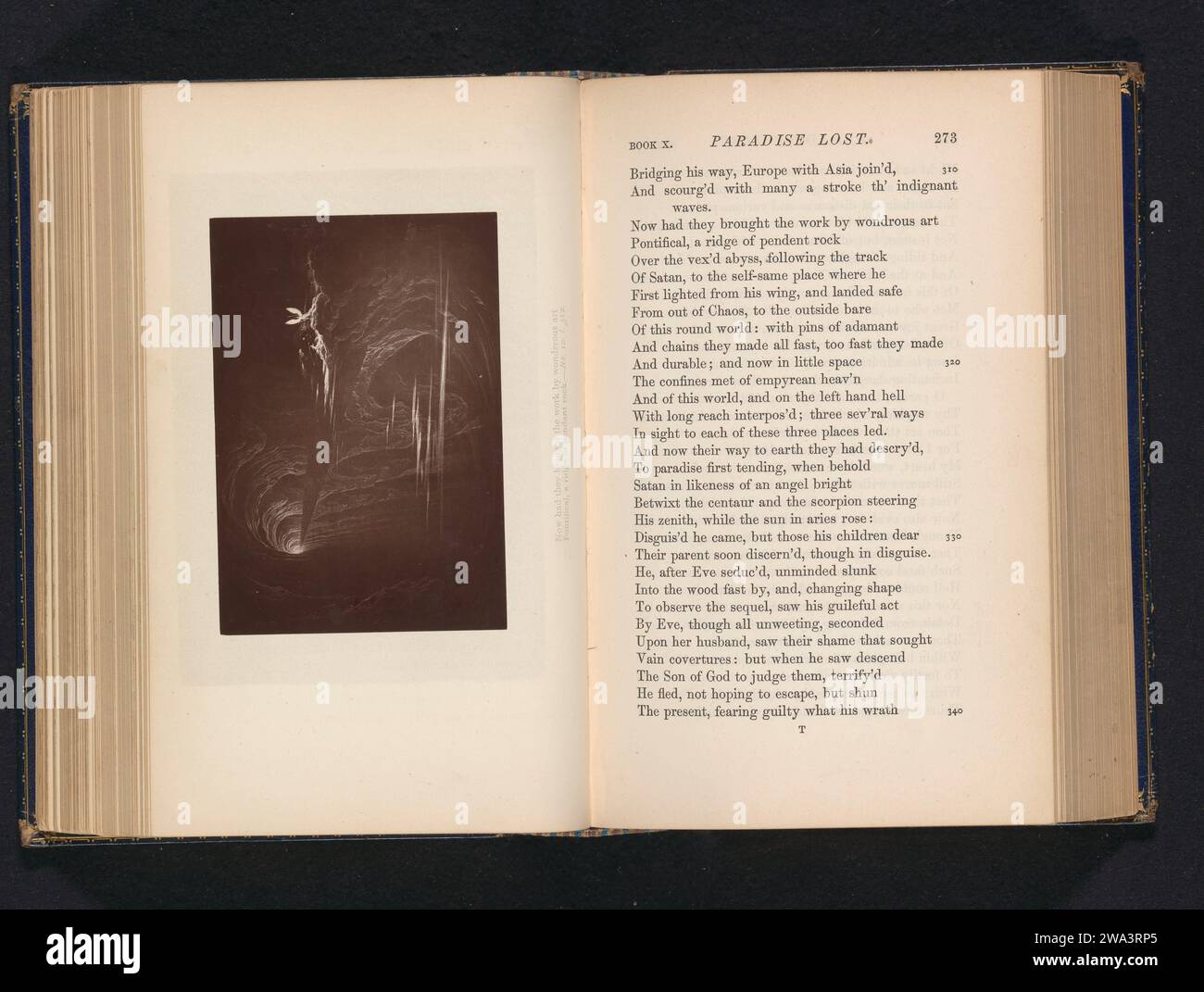 Photo production of a print, representing sin and death reaching Satan ...