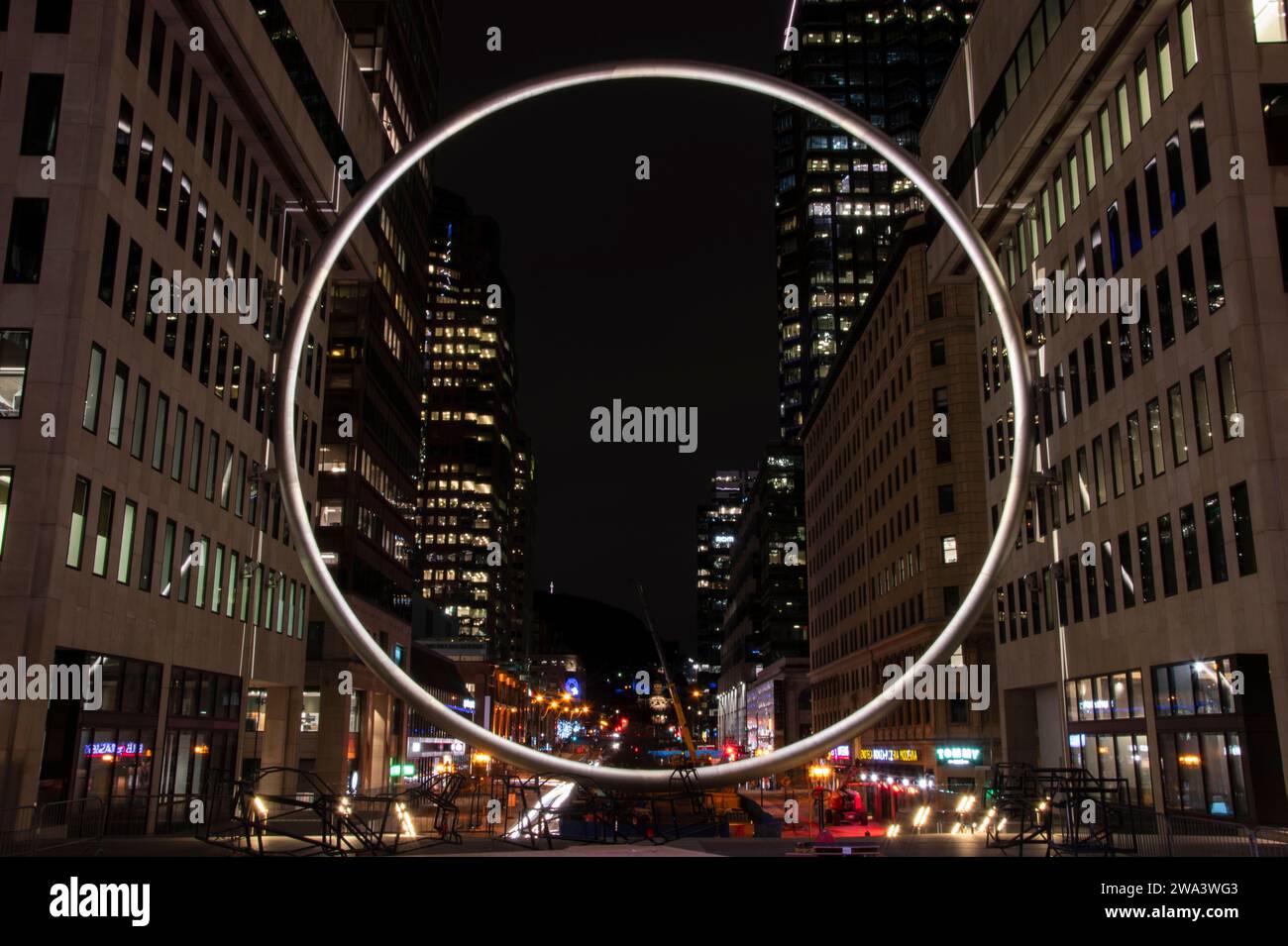 Gigantic Ring at night at Esplanade Place Ville Marie in downtown ...