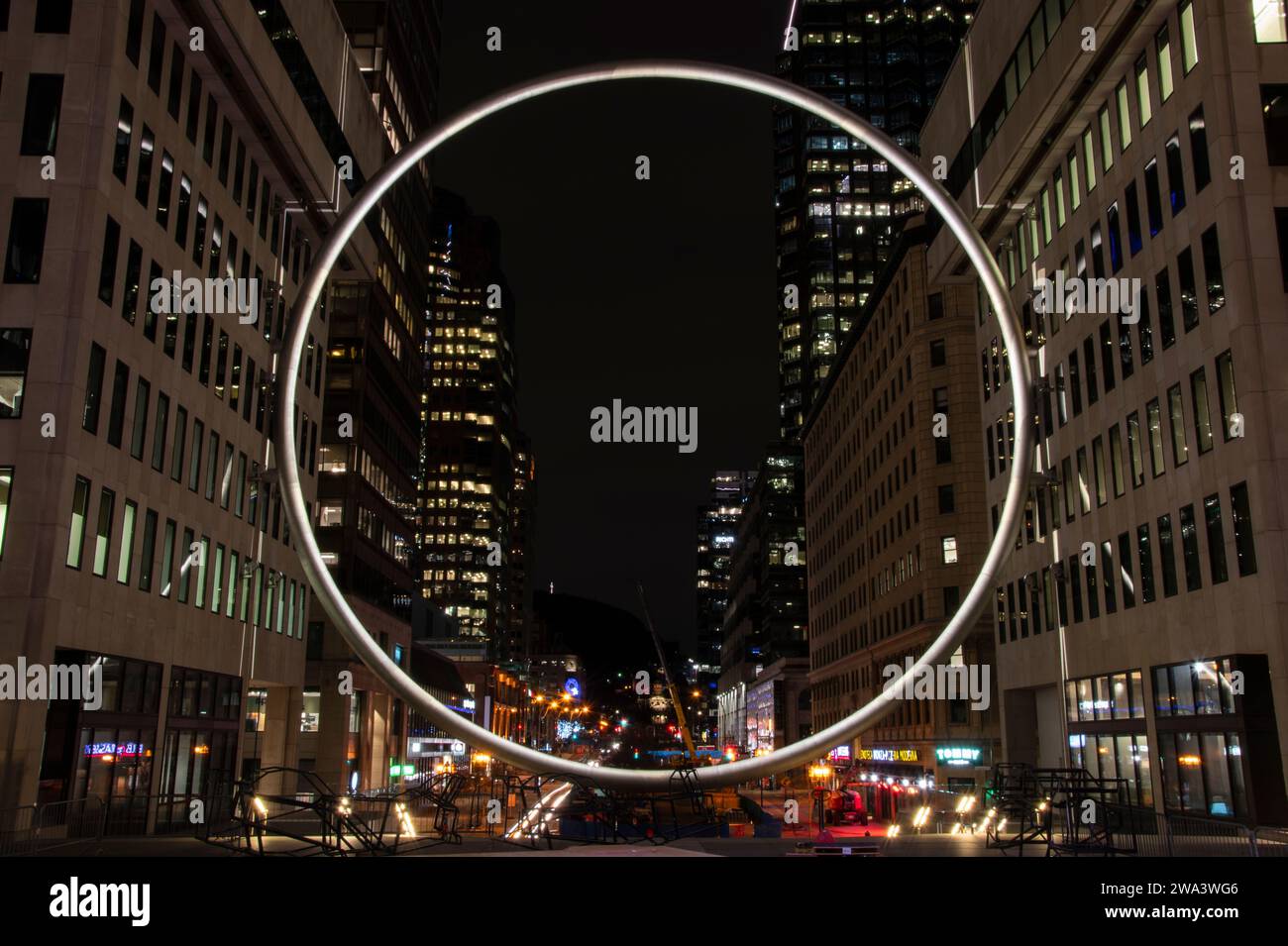 Gigantic Ring at night at Esplanade Place Ville Marie in downtown ...