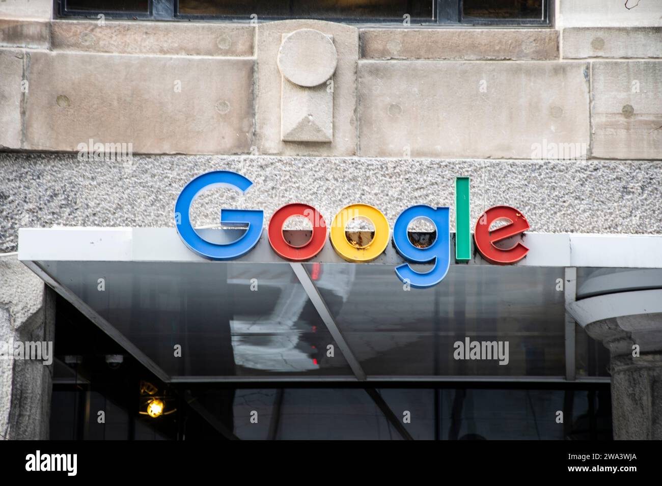 Colorful Google sign in downtown Montreal, Quebec, Canada Stock Photo ...