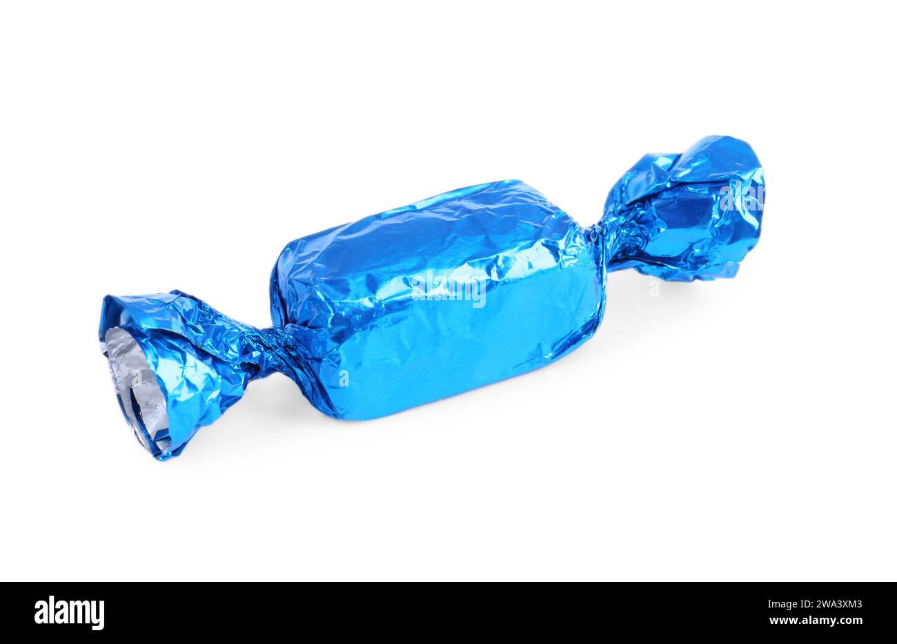 Tasty candy in light blue wrapper isolated on white Stock Photo - Alamy