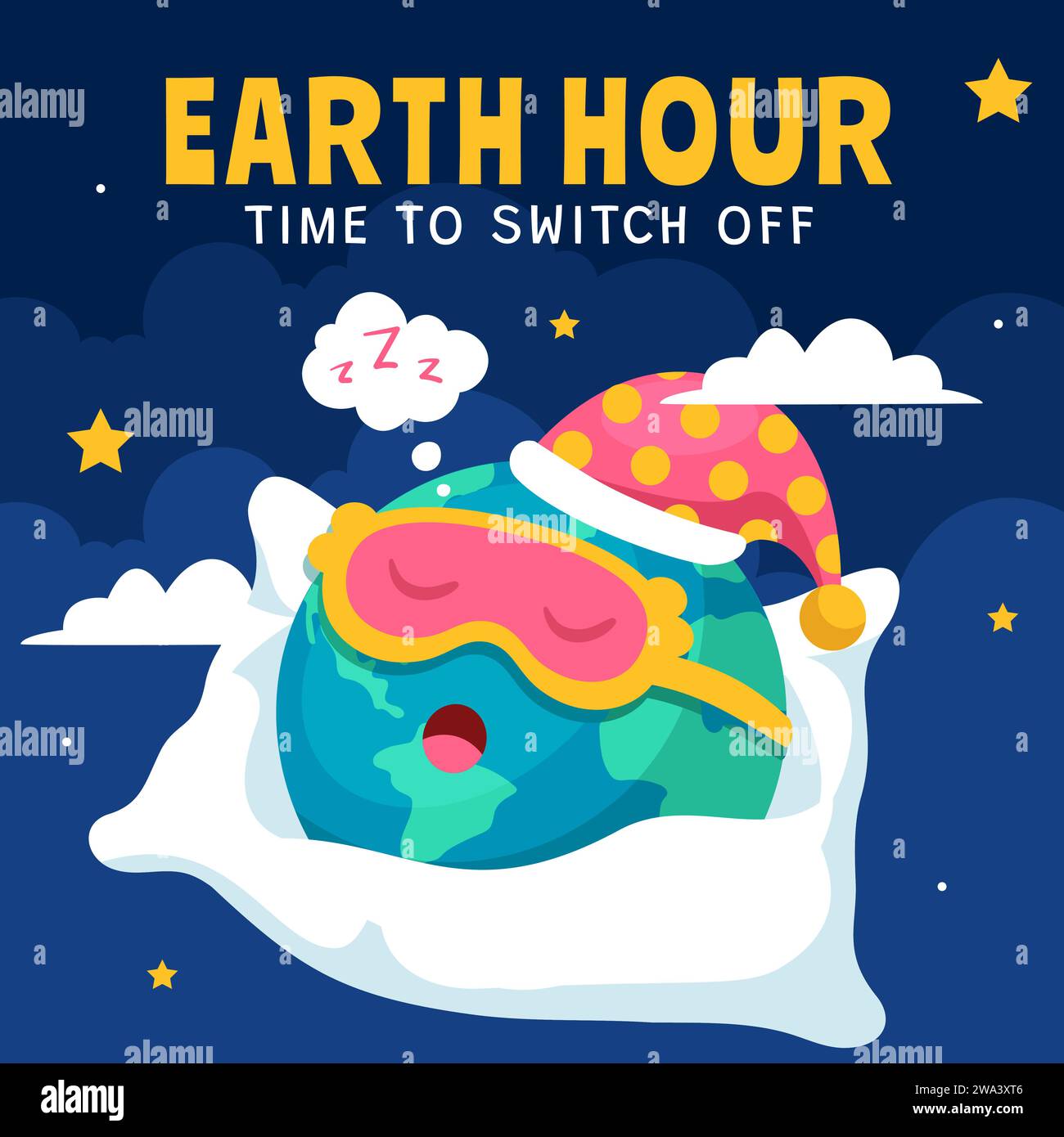 Earth Hour Day Social Media Illustration Flat Cartoon Hand Drawn ...