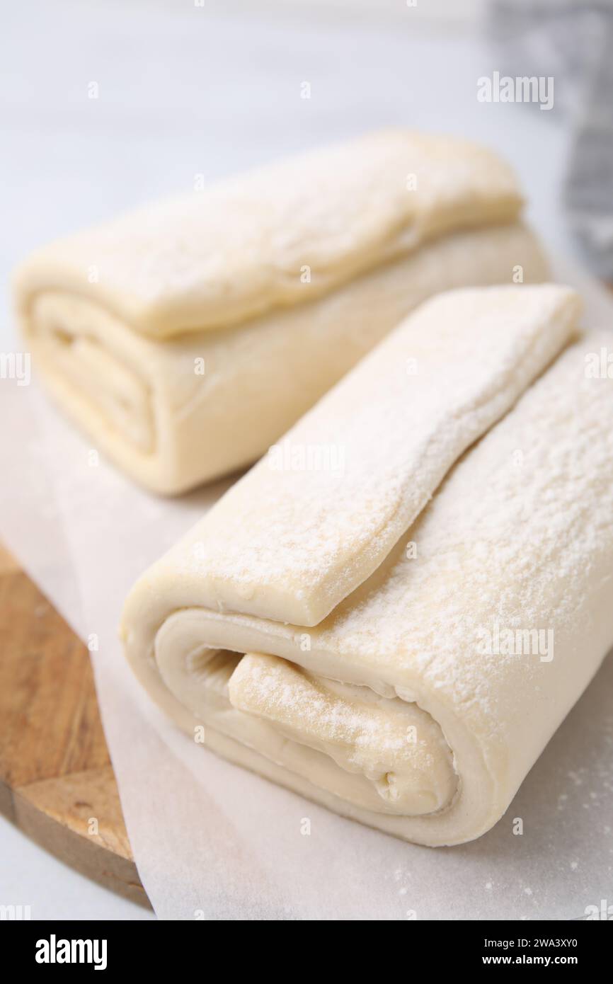Uncooked puff pastry on baking hi-res stock photography and images - Alamy