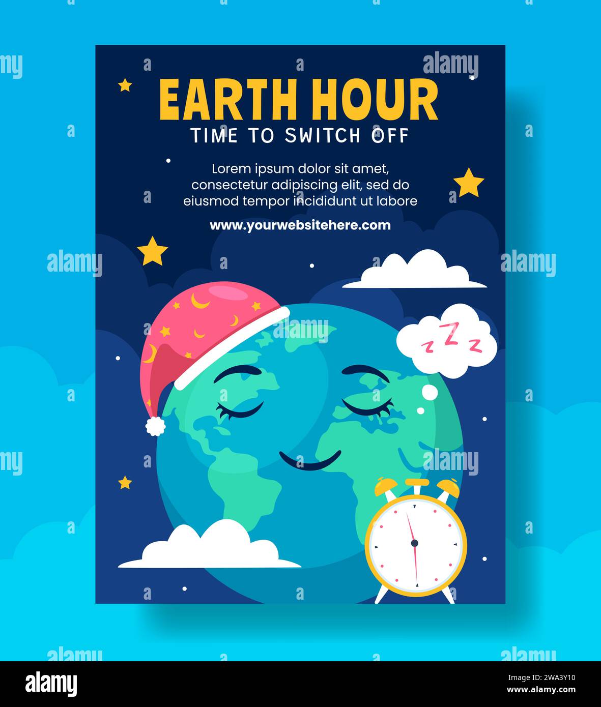 Earth Hour Day Vertical Poster Flat Cartoon Hand Drawn Templates ...
