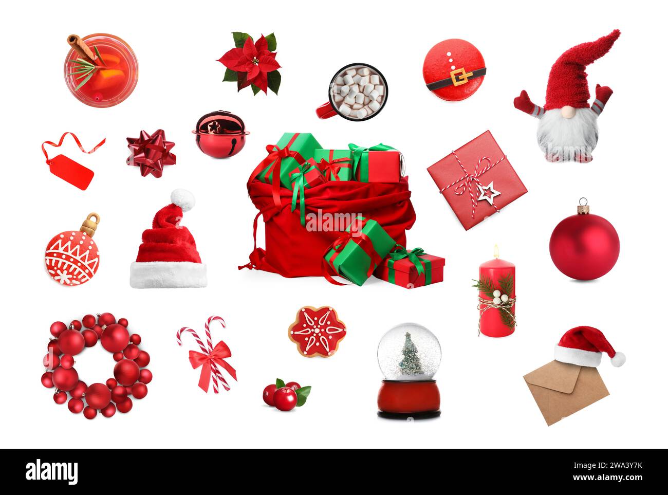Christmas celebration stuff isolated on white, collection Stock Photo ...