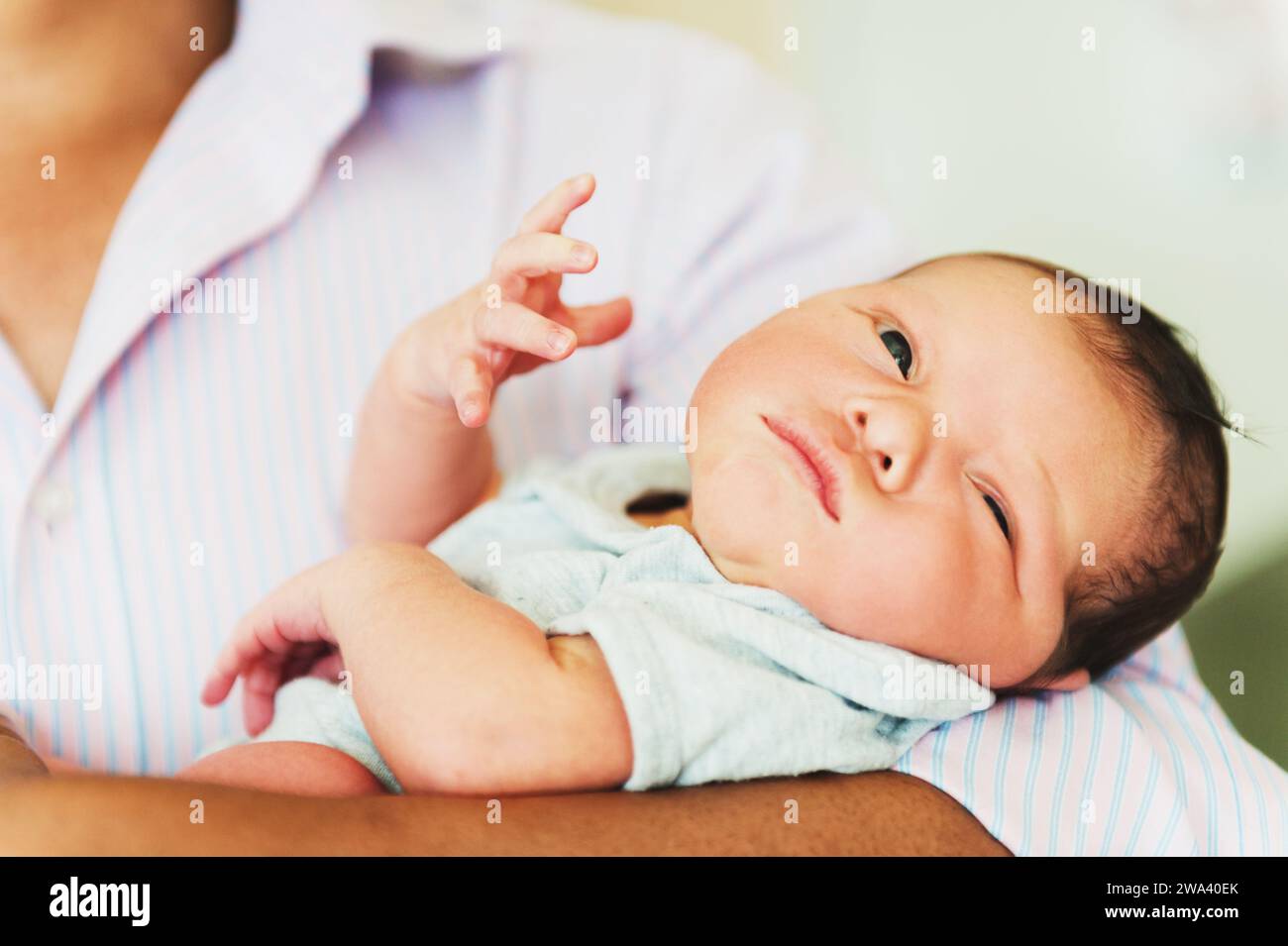 Adorable one day old baby holding by a parent Stock Photo - Alamy
