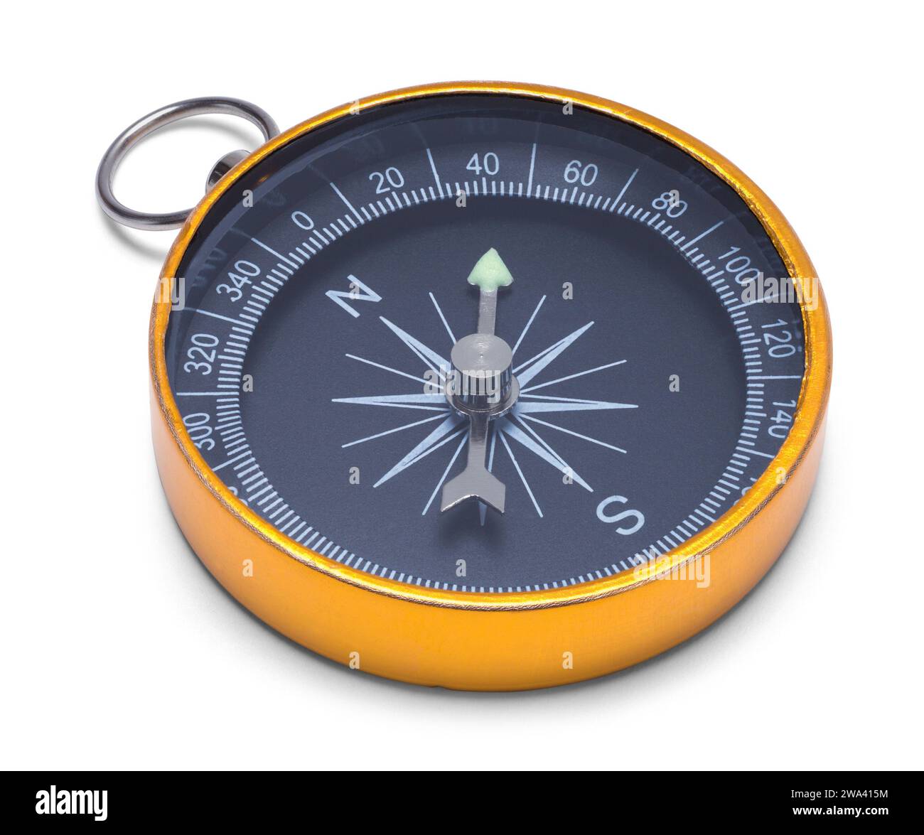 Round Gold Compass Cut Out on White Stock Photo - Alamy