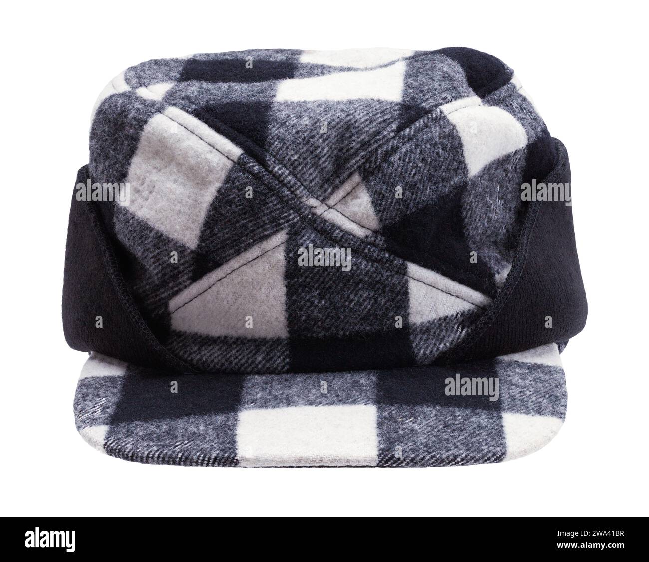 Winter Plaid Hunters Cap Cut Out on White Stock Photo - Alamy