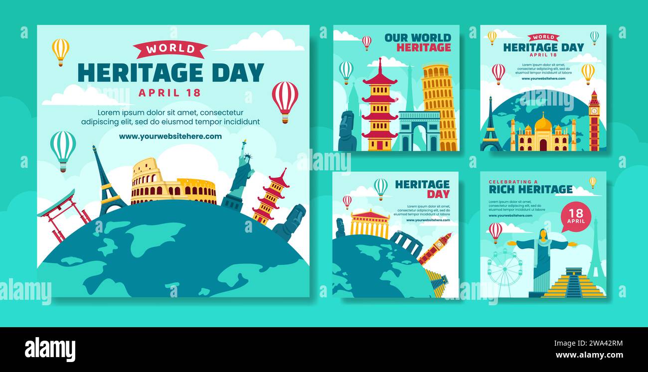 Heritage Day Social Media Post Flat Cartoon Hand Drawn Templates ...