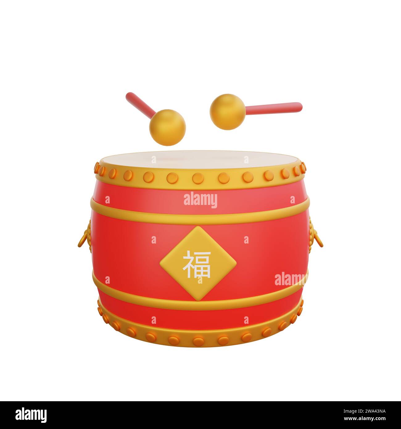 3D illustration of Chinese Drum icon, perfect for a Chinese New Year ...