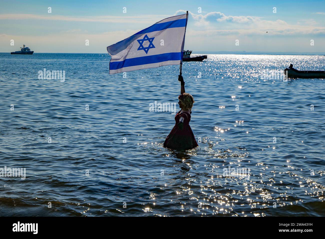 New York, New York, USA. 1st Jan, 2024. Flag of Israel waved as ...