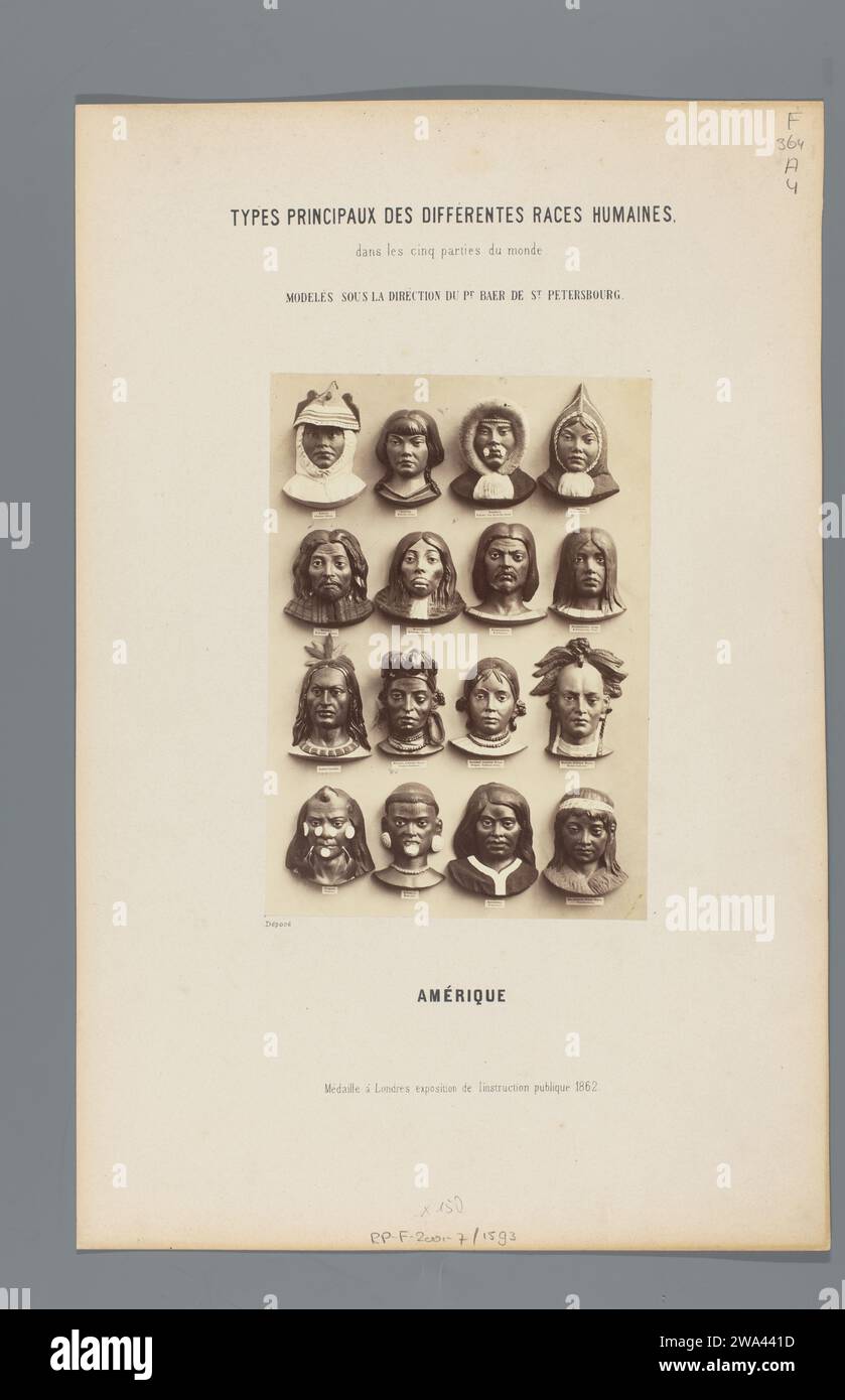 Sixteen statues of heads of original residents of America, Anonymous, c ...