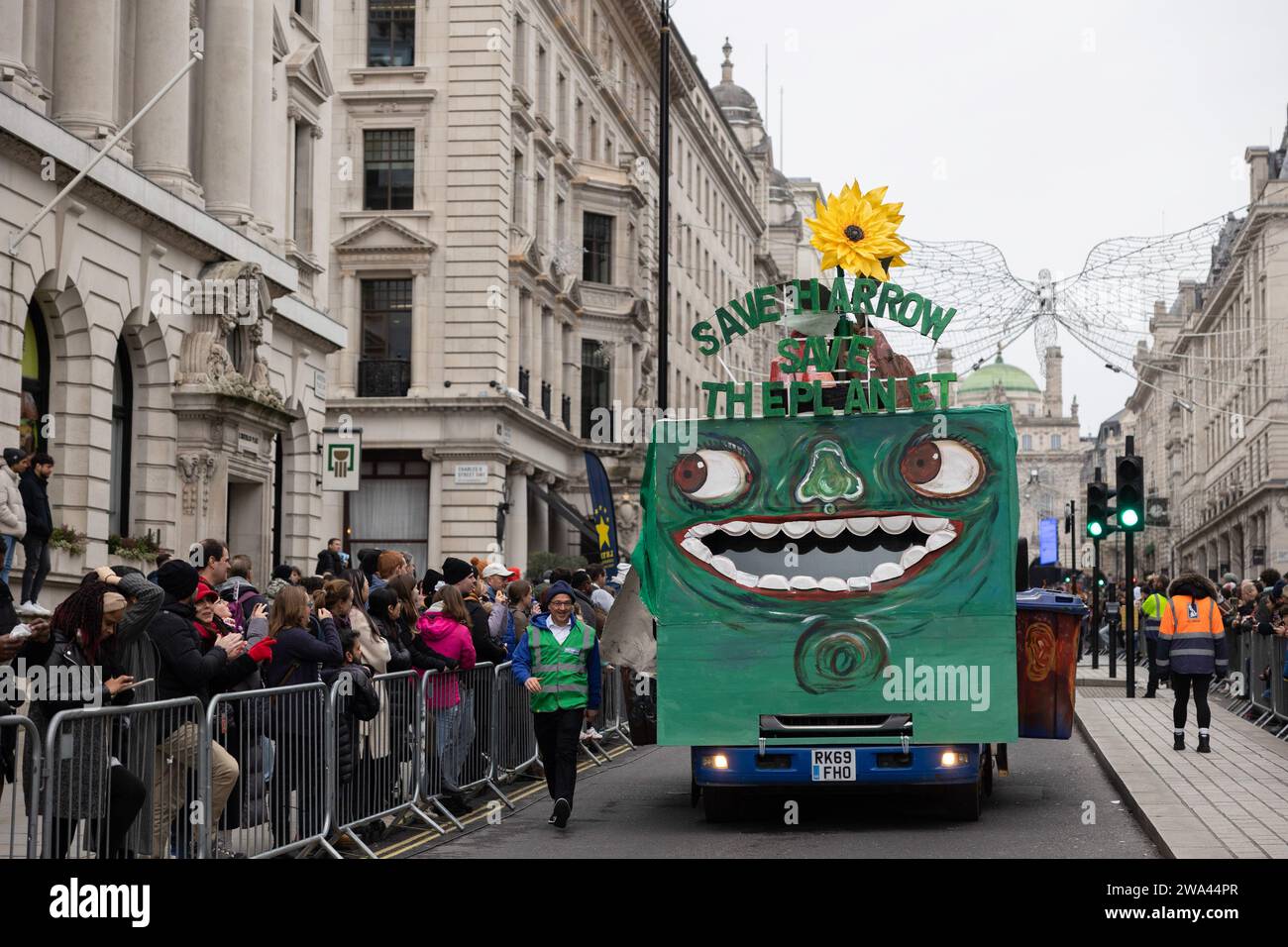 London, UK. 01st Jan, 2024. A decorative parade vehicle seen during the London New Year's Day ...