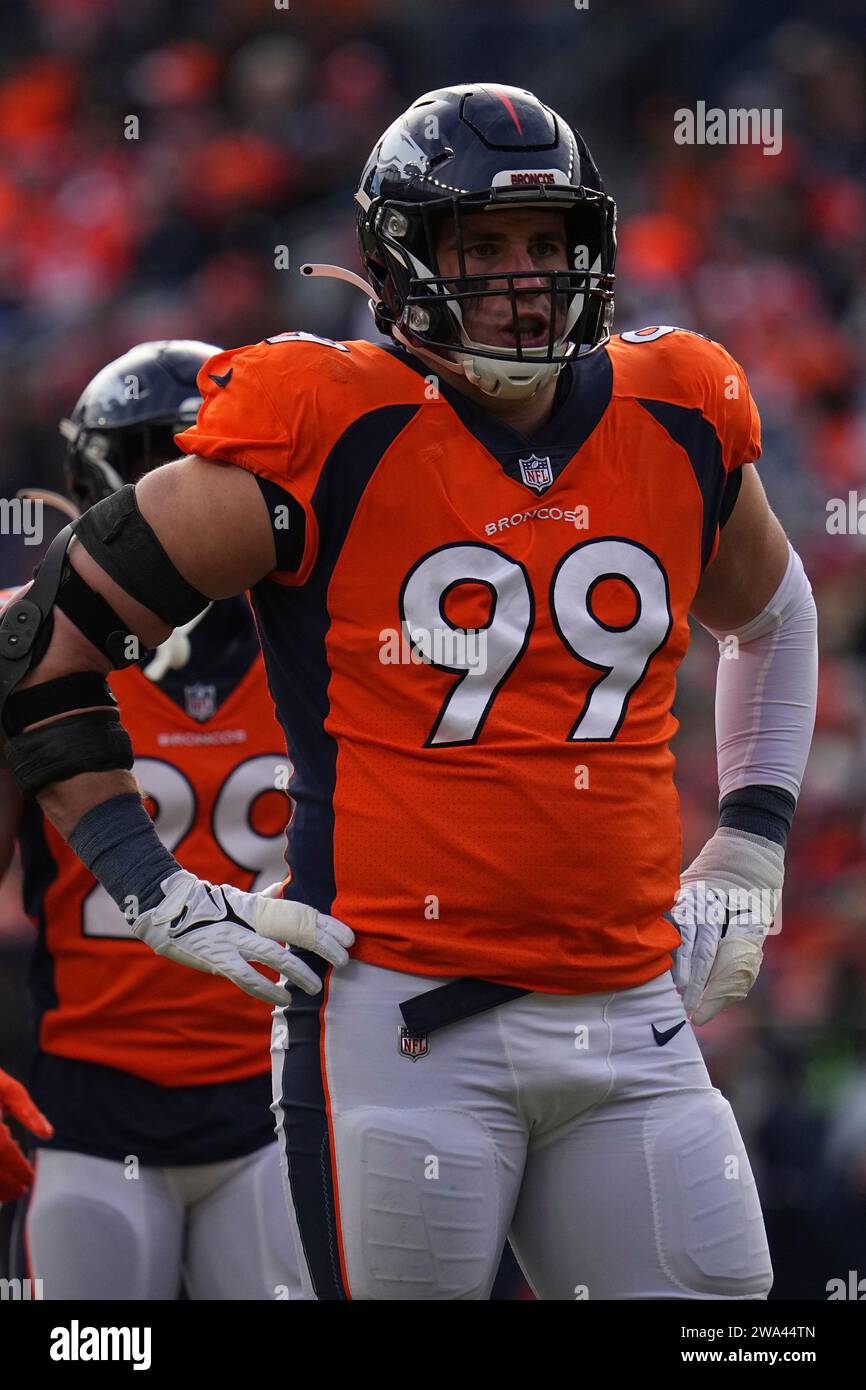 Denver Broncos defensive end Zach Allen (99) against the Los Angeles Chargers of an NFL football ...