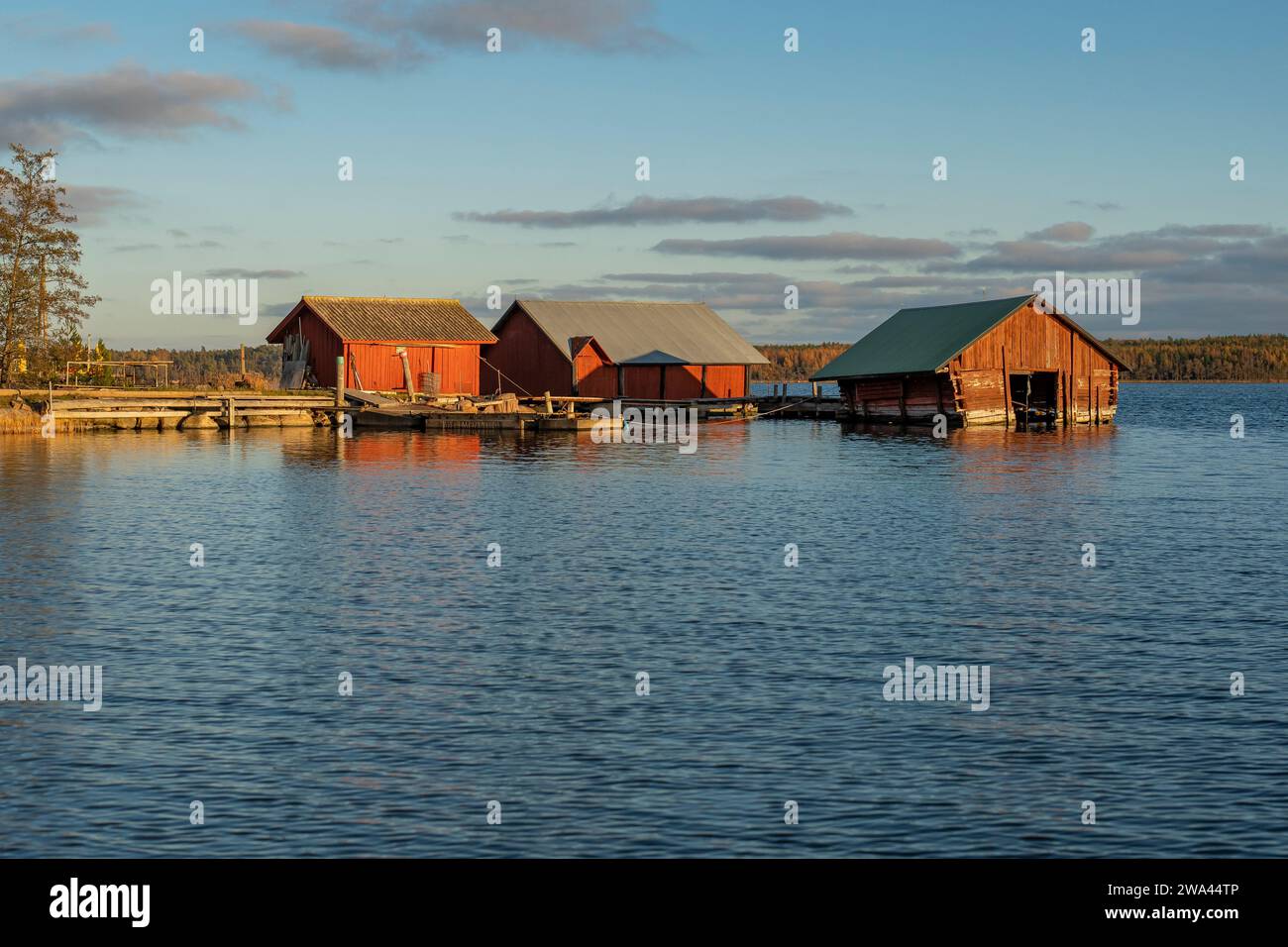 Old traditional boathouse in a quiet village in the archipelago in ...