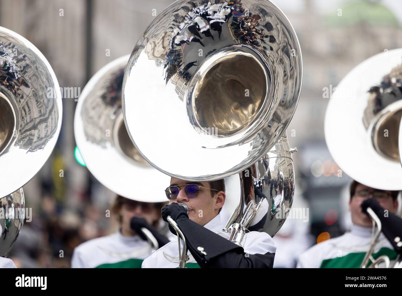 London, UK. 01st Jan, 2024. Performers seen performing during the London New Year's Day parade ...
