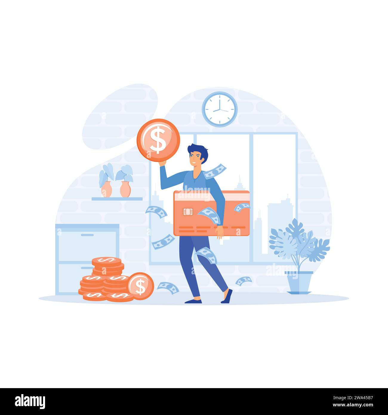 Salary payment. Employee or workers are happy receive a monthly salary ...