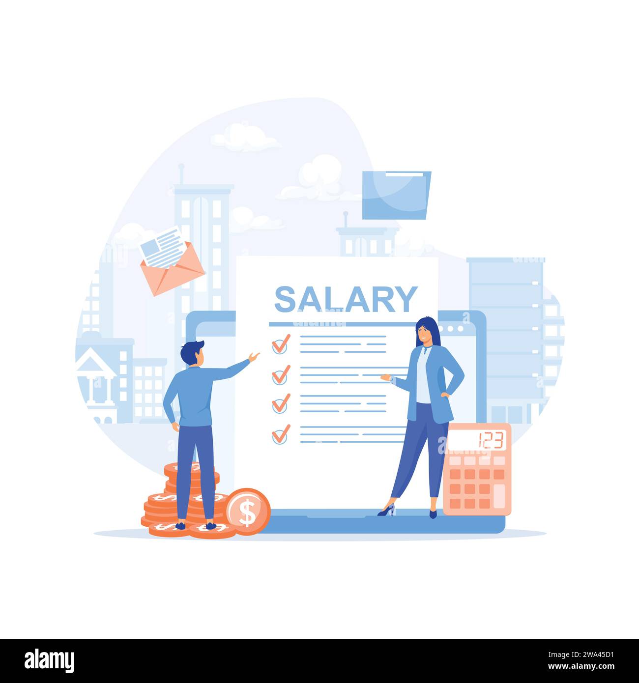 Salary payment. Payroll, Salary payment with Tiny People, flat vector modern illustration Stock ...