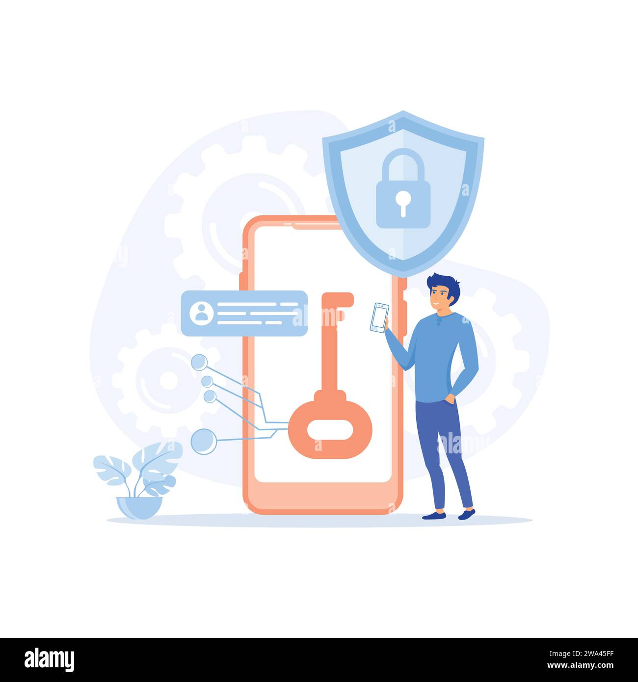 Data protection. Data security and privacy and internet security, flat ...