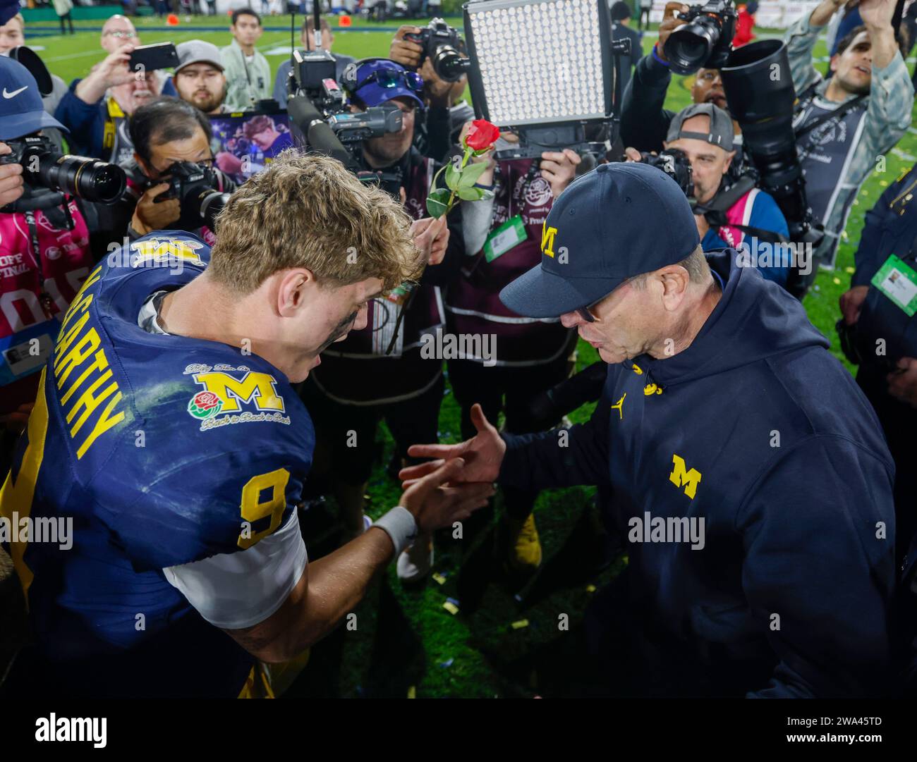 January 01, 2024 Michigan Wolverines head coach Jim Harbaugh celebrates ...