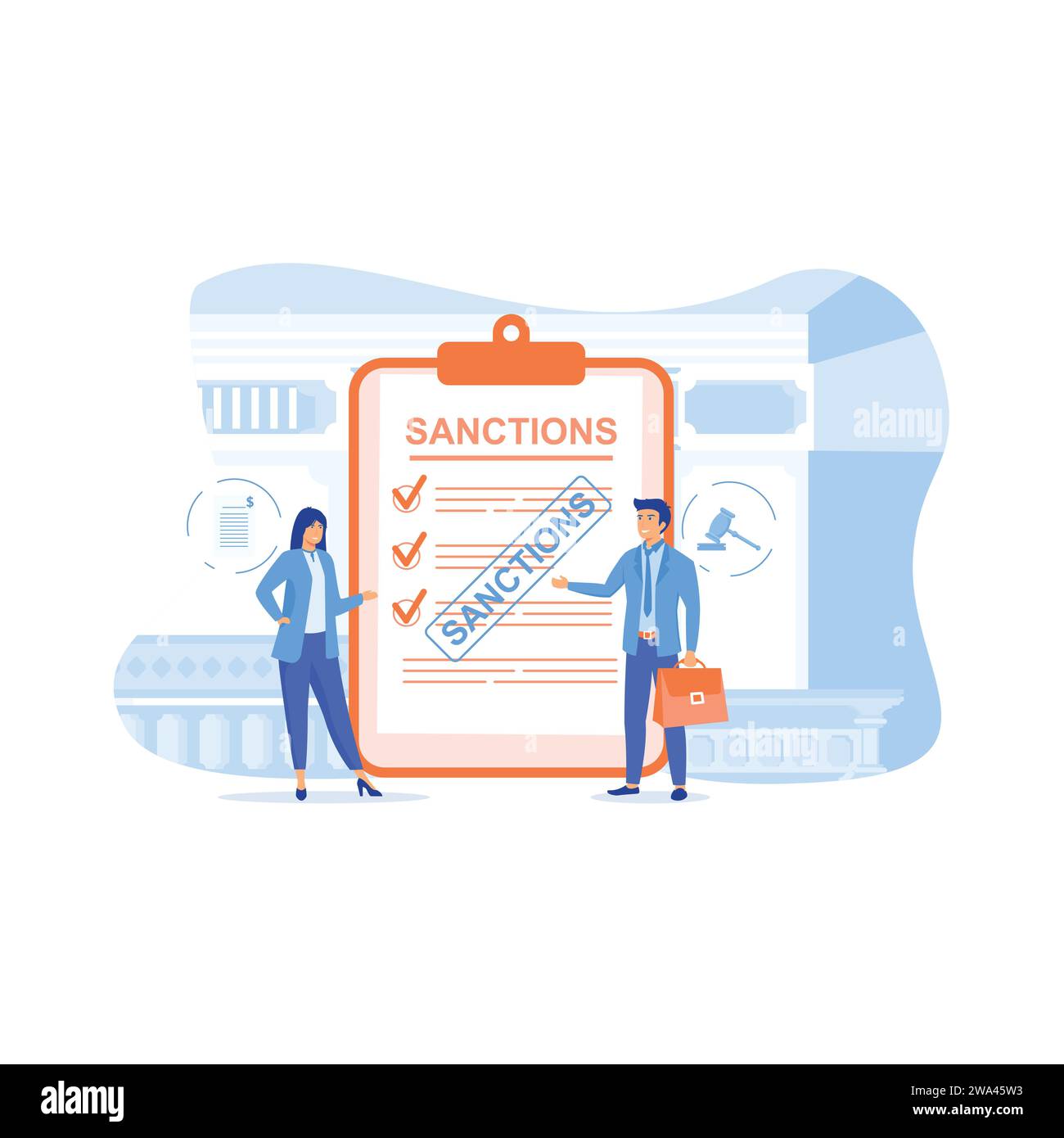 Political and economy of sanctions, flat vector modern illustration ...