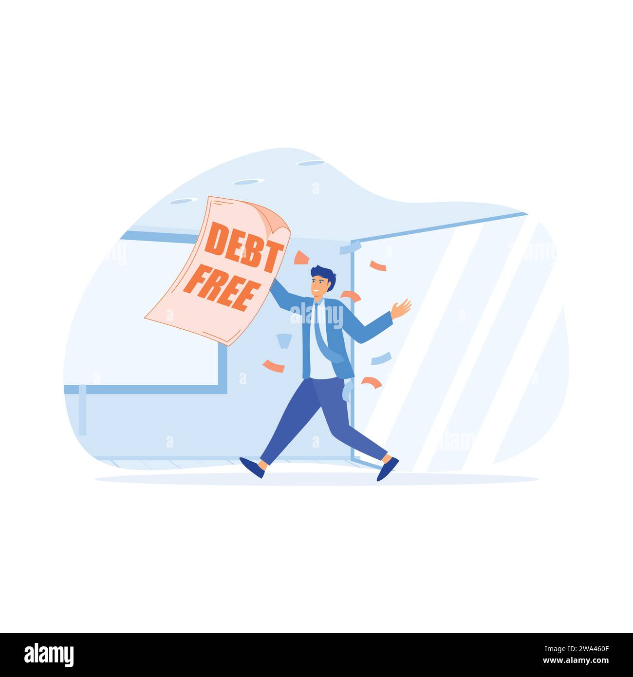 Debt Free. businessman with debt free letter, flat vector modern ... Debt Free. businessman with debt free letter, flat vector modern ...