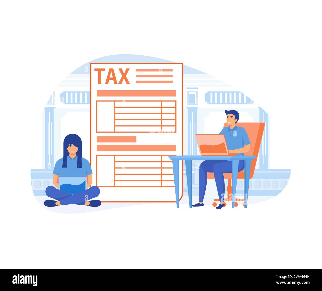 Tax refund. Online Refund. Tax payment. Filing tax form, flat vector ...