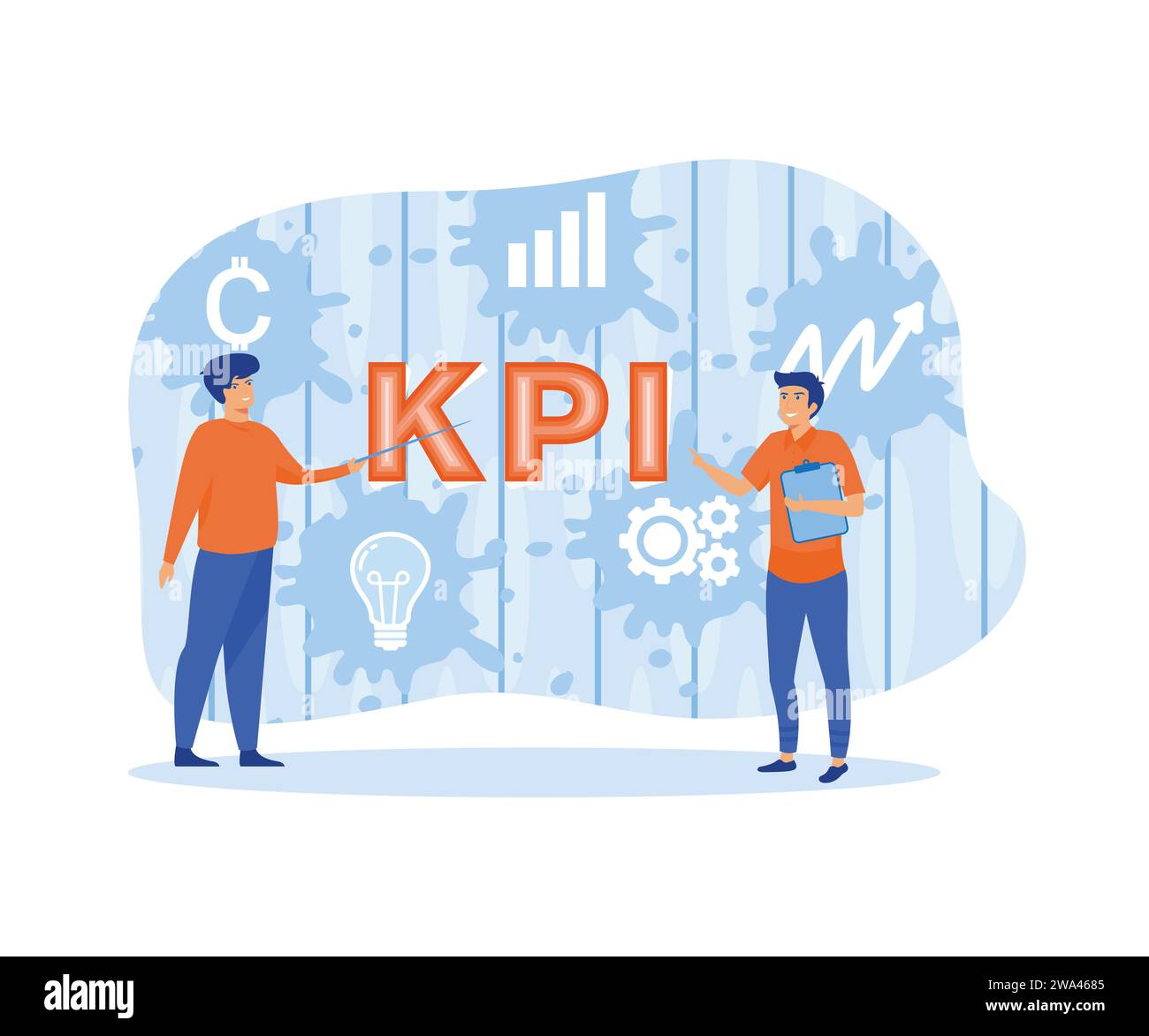 Key Performance Indicator Concept. Businessman Pointing Major Kpi Points to Colleagues Following ...