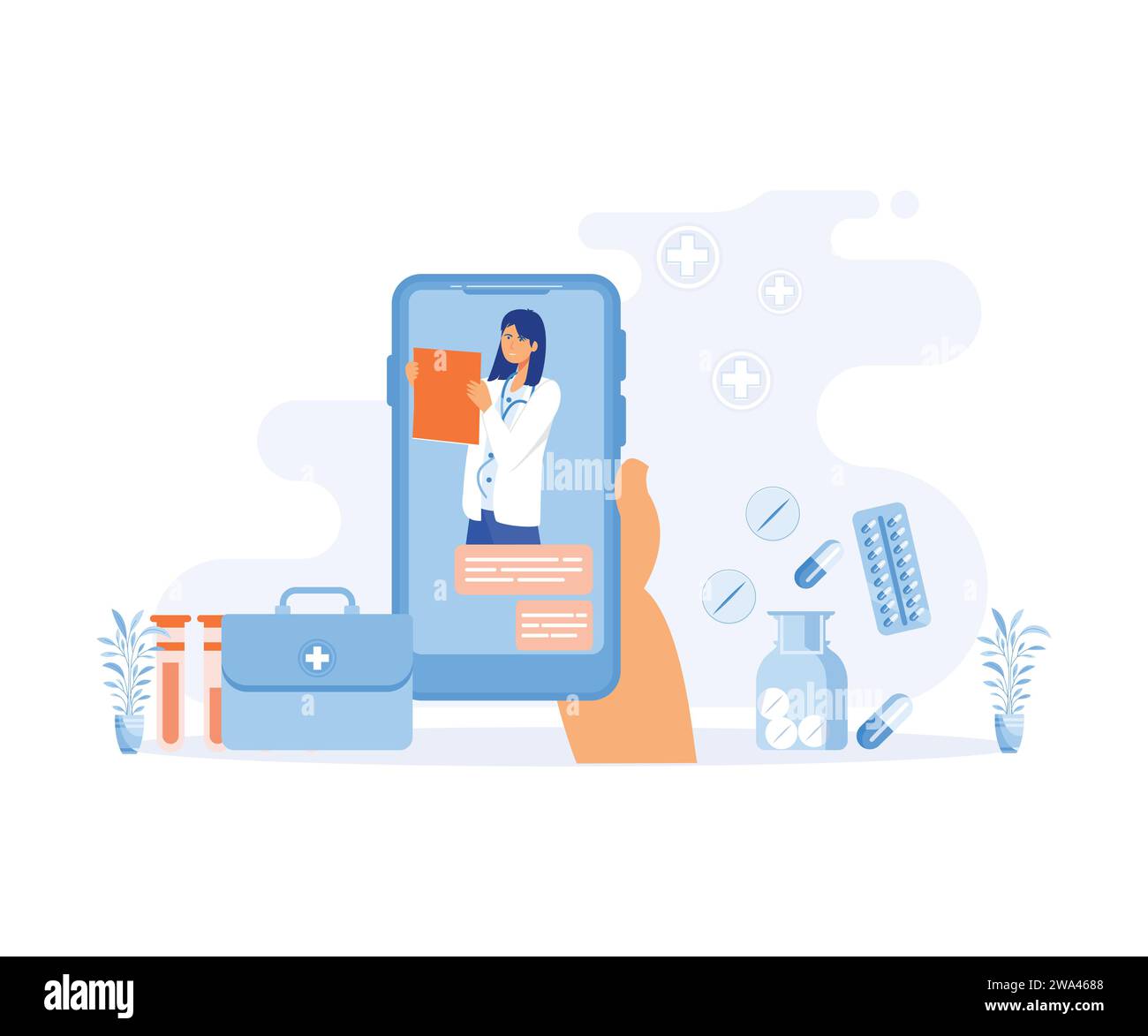 Online medicine and health care, doctor consultations and treatment ...