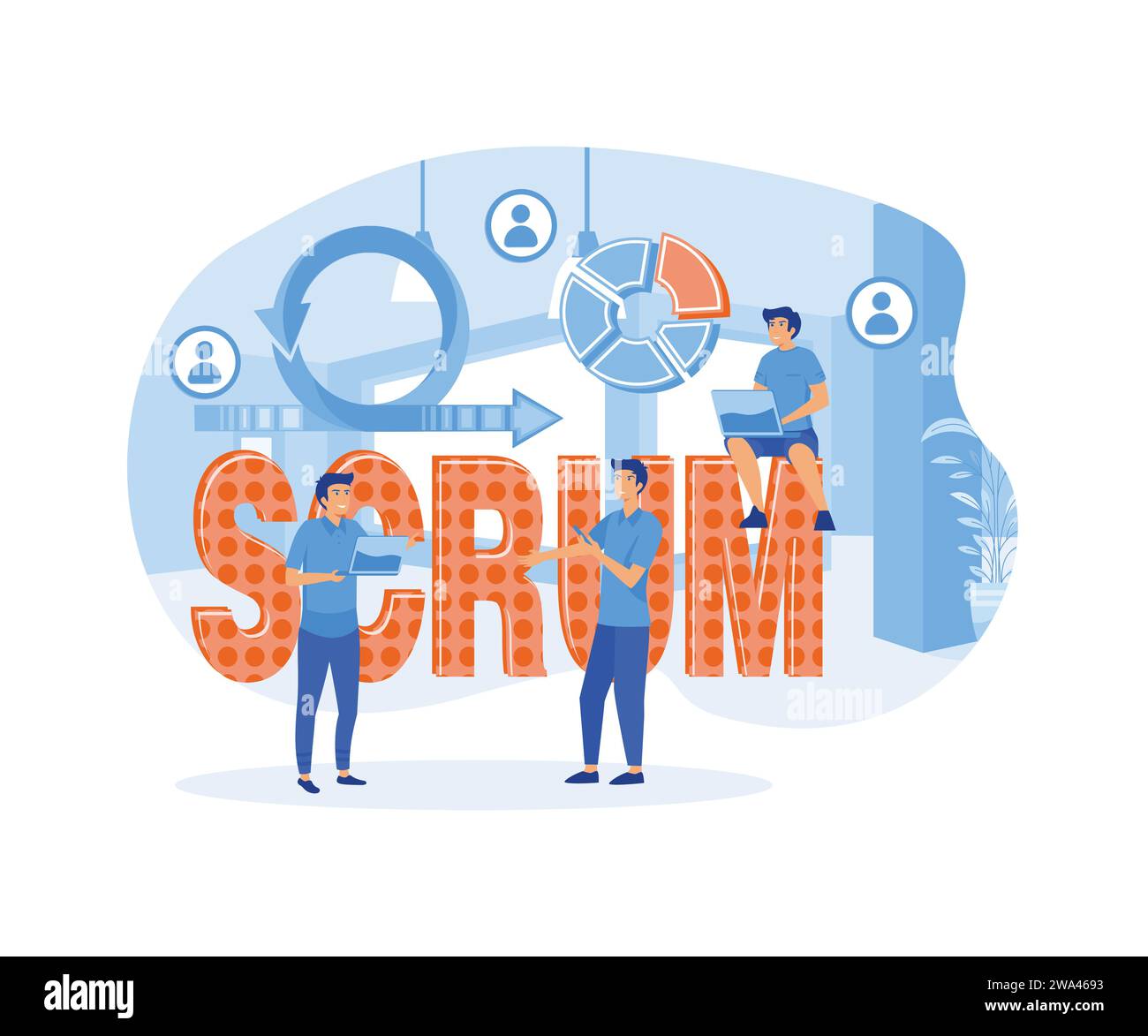 SCRUM framework. Concept with keywords, letters and icons. flat vector ... SCRUM framework. Concept with keywords, letters and icons. flat vector ...