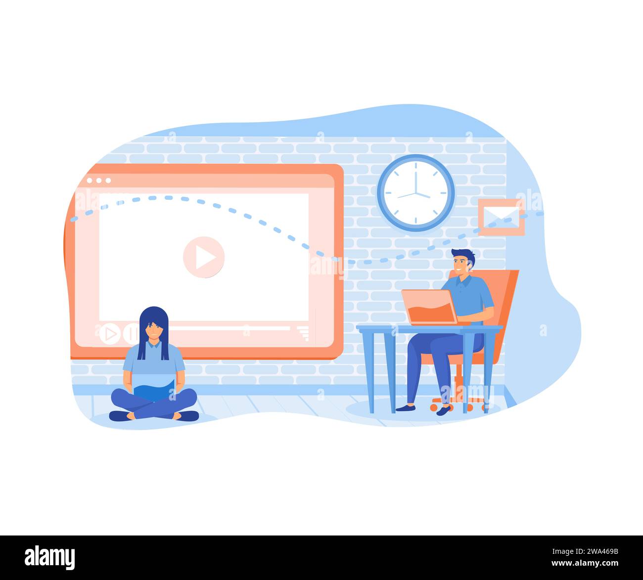 Digital overload. Tiny business people watching at digital devices ... Digital overload. Tiny business people watching at digital devices ...