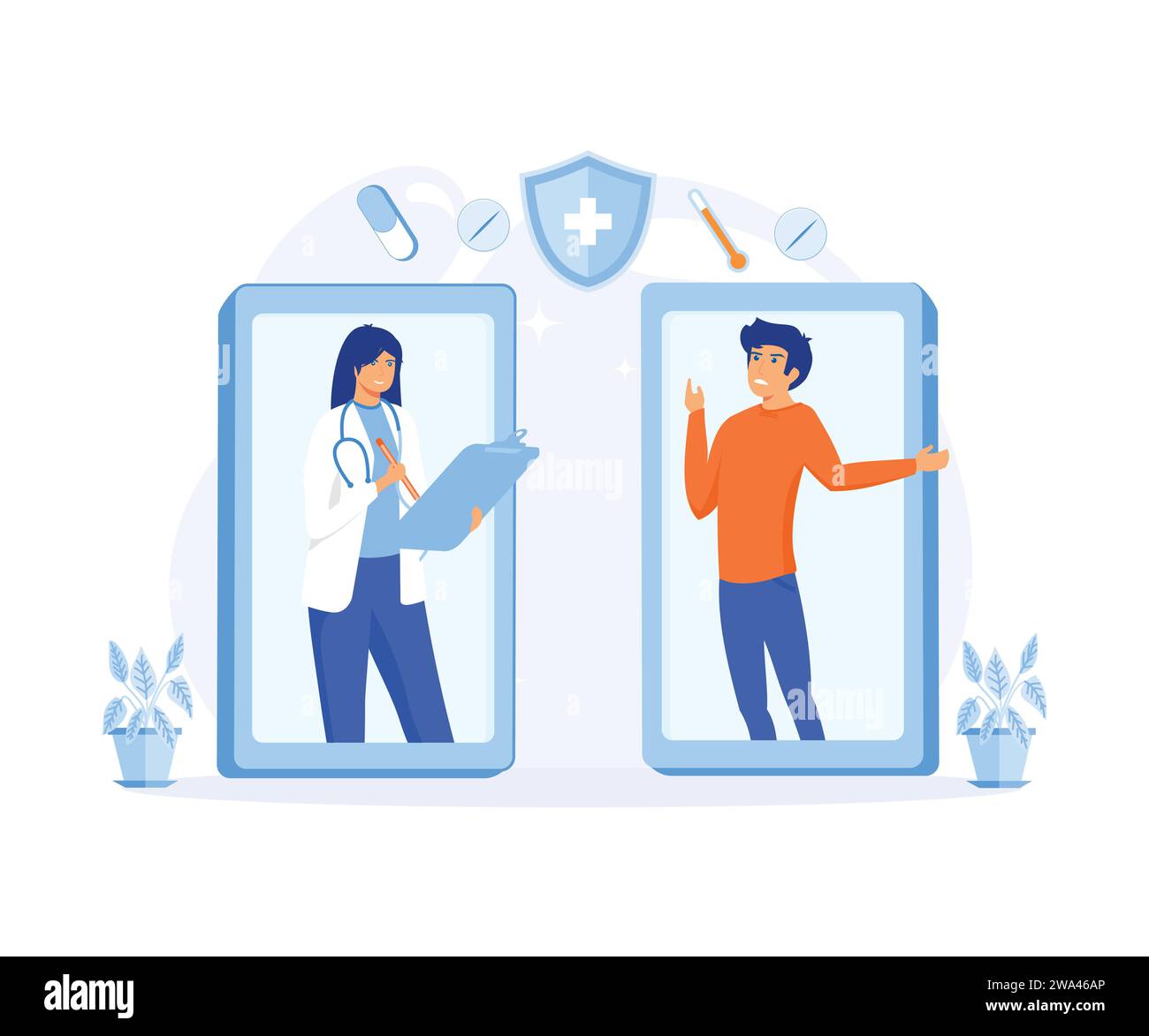 Mobile telemedicine smartphone application, female doctor. Useful ...