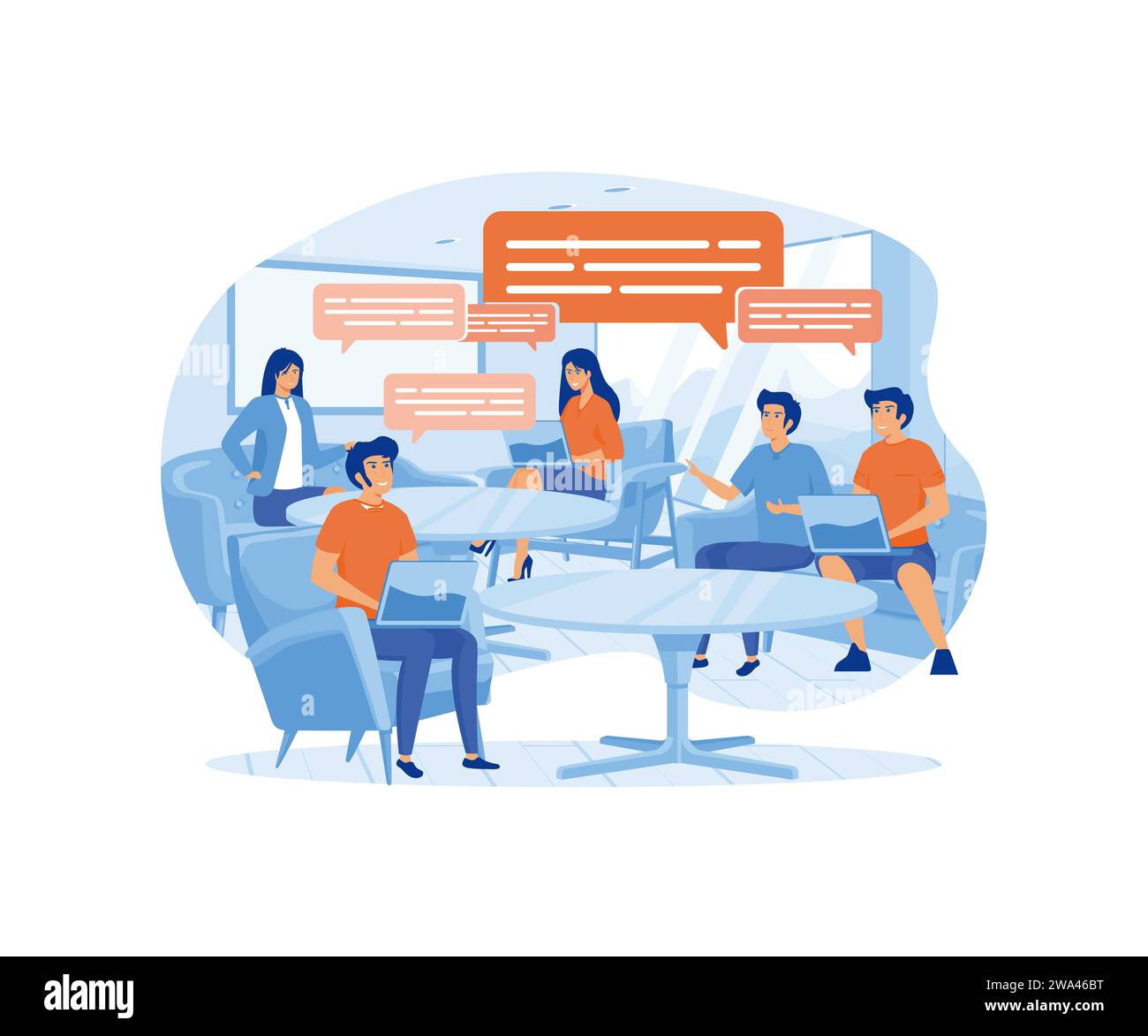 Group of People Discussing business. flat vector modern illustration ...